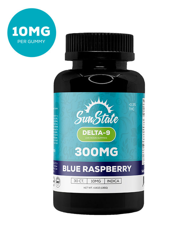Delta 9 Live Rosin Infused Gummy Blue Raspberry Indica 30ct 300mg | CBD ...