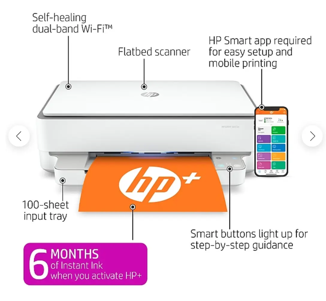 HP ENVY 6055e Wireless Color All-in-One Printer 6 months of FREE Ink with HP+ | US Tech Baba LLC