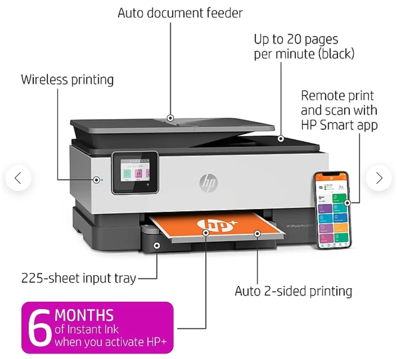 HP OfficeJet Pro 8025e Wireless Color All-in-One Printer, 6 months of ...