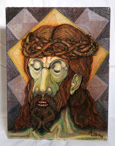 Rare 1970s Psychedelic Jesus Christ Painting - A. Zore - Acrylic on ...