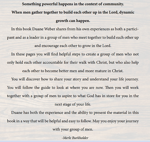 Authentic Manhood / Group Book Study /Duane Weber/ | Imparting