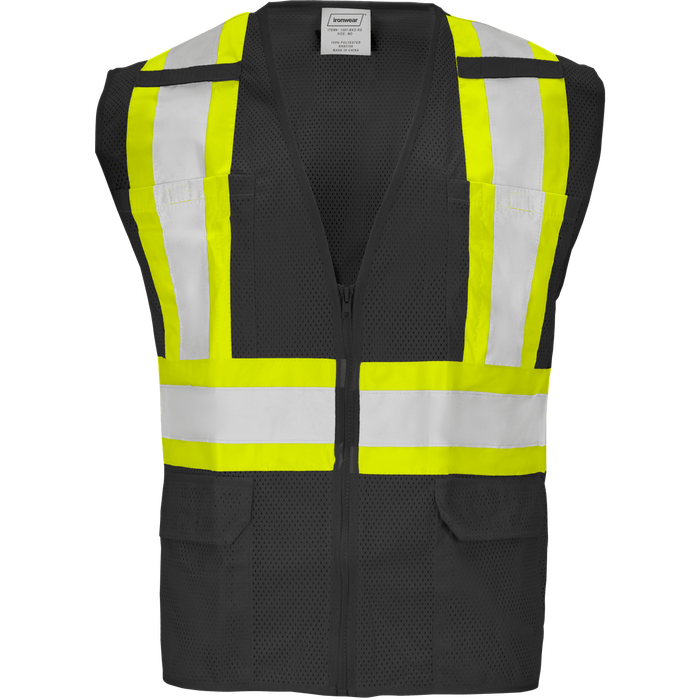 1287-Z-RD - Safety Vest with Zipper and Radio Clips | Guru's Gear