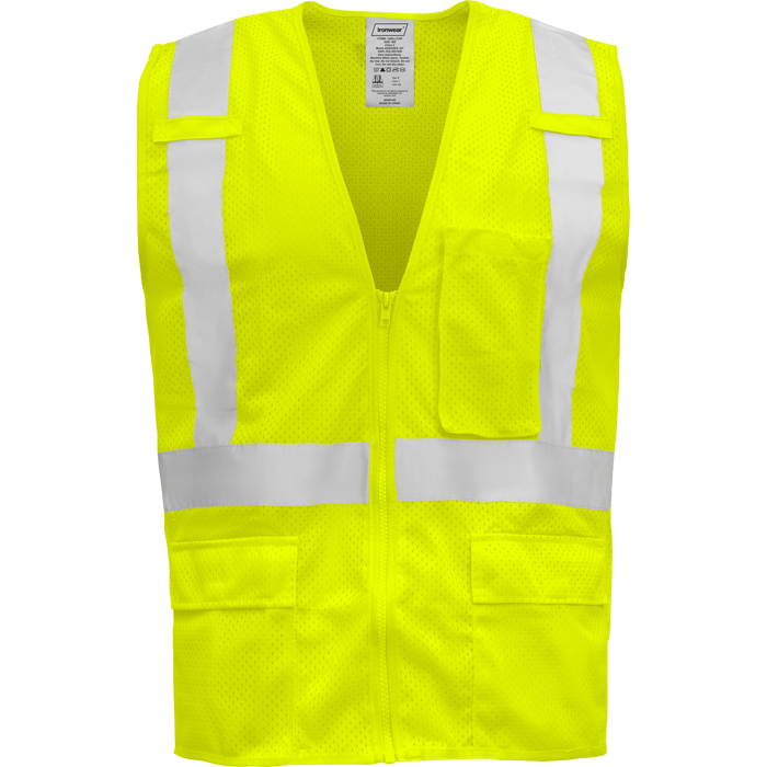 1284-Z-RD - Economy Safety Vest with Zipper and Radio Clips | Guru's Gear