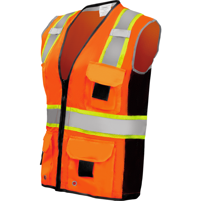 1245-Z-RD - Heavy Duty ANSI Class 2 Safety Vest with Zipper and Radio ...