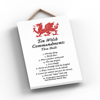 10 Welsh Commandments Hanging Plaque | barrybados