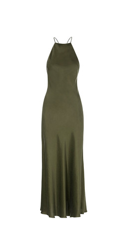 Sophia Silk Dress Olive | Maya Hacohen Atelier