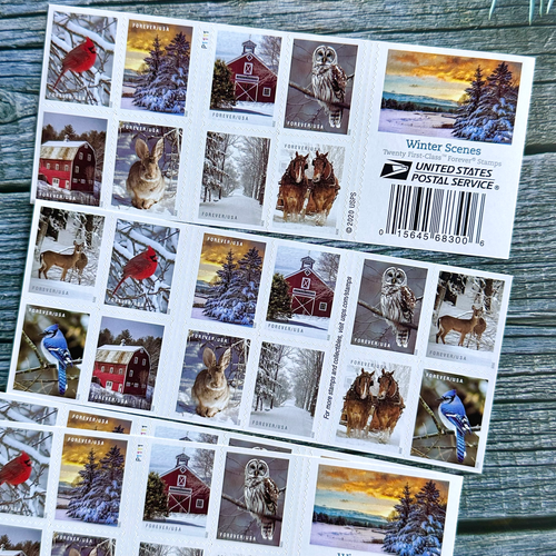 USPS Forever Stamps Winter Scenes - Book of 20 Postage Stamps ...