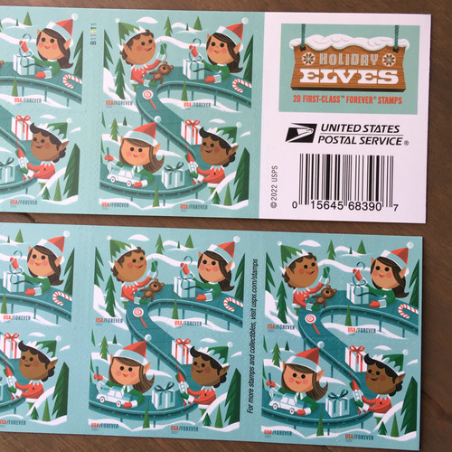 USPS Holiday Elves Forever Postage Stamps | stickerssupplies.com