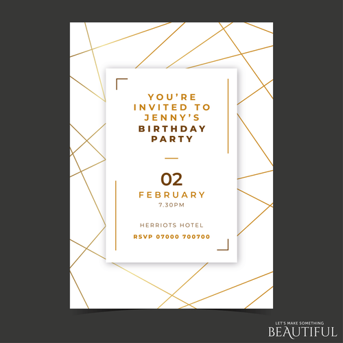 Gold Geometric Party Invitation | Let's Make Something Beautiful