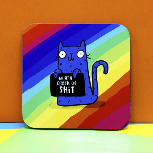 Katie Abey What A Crock Of Shit Sweary Cat Coaster | The Geek Side