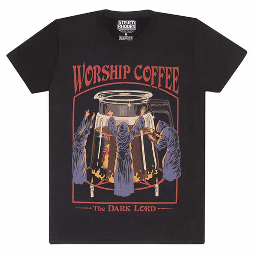 Steven Rhodes Black Unisex Tshirt (Worship Coffee) | The Geek Side