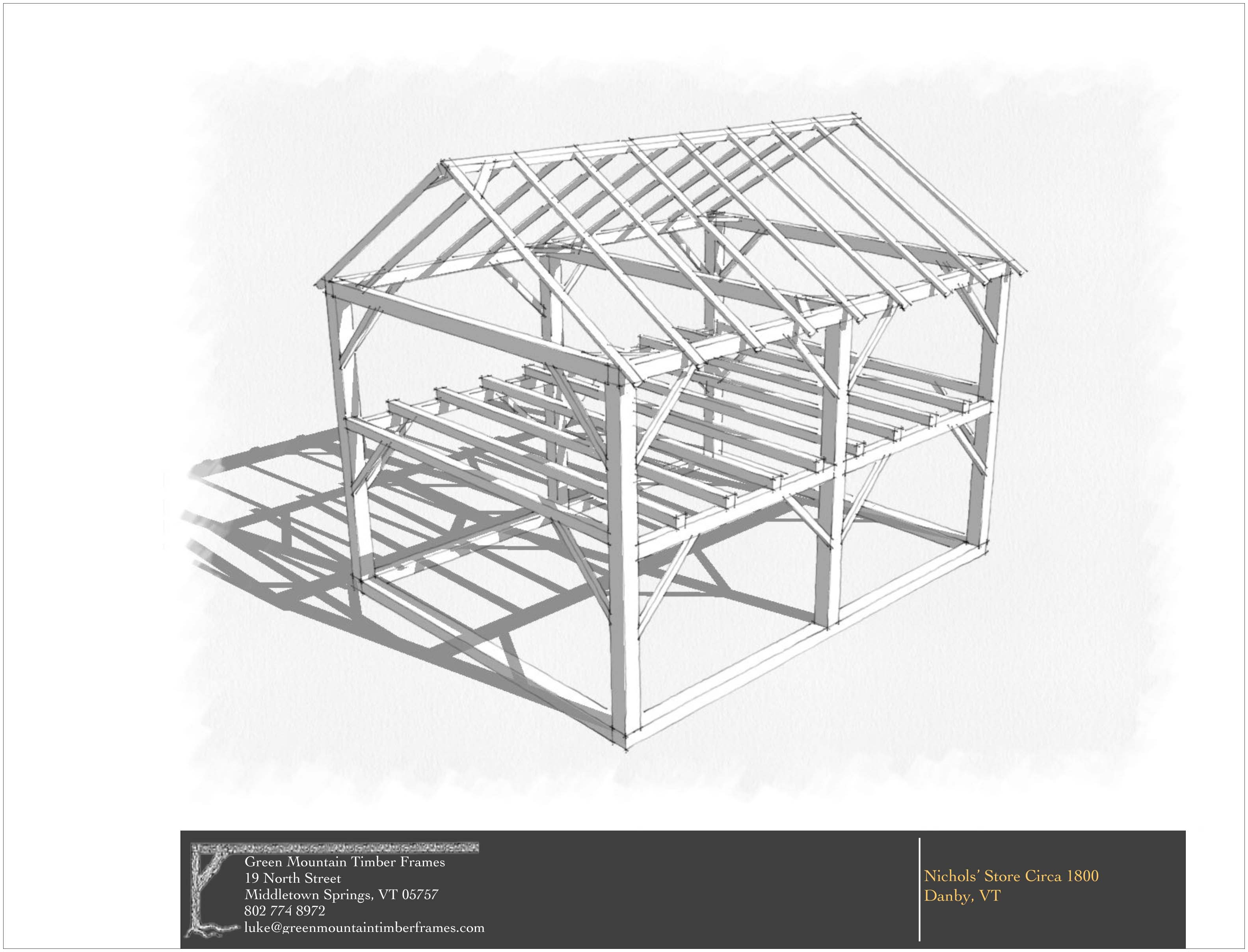 Nichols Store 2-Story Frame | Green Mountain Timber Frames