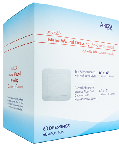 Island Wound Dressing (Bordered Gauze) 6” x 6” (60 PCS) | Areza Medical