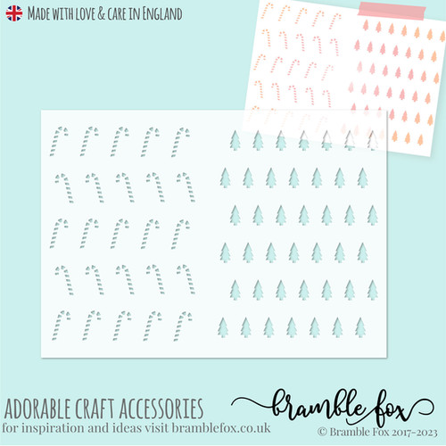 Fox Cut Stencil | #82 | Candy Canes + Trees | bramblefox