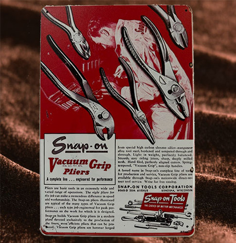 Snap-on / Vacuum Grip Pliersブリキ看板の複製 | doubleroxer