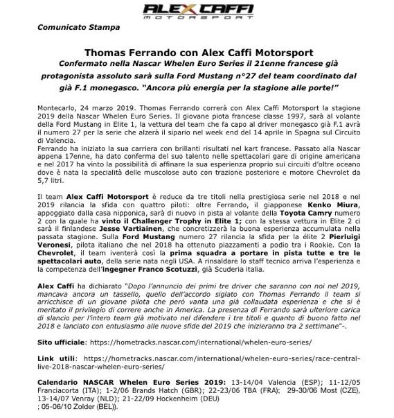 Thomas Ferrando con Caffi Motorsport - RMC Motori