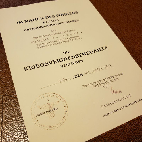 War Merit Medal (unit issue) - Certificate | Krause Papierwerke