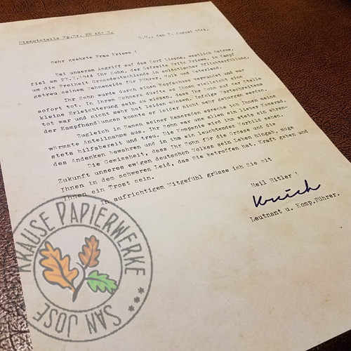 Death Notification Letter from Unit Commander | Krause Papierwerke