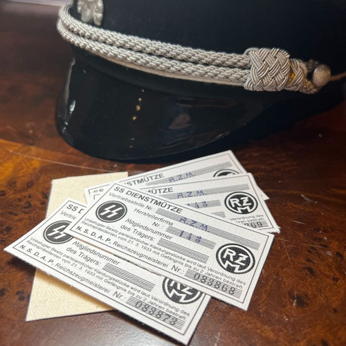 White RZM Tag for SS Visor Cap (SS-Dienstütze) | Krause Papierwerke