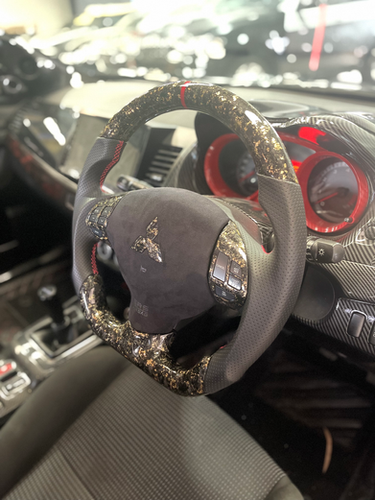 Mitsubishi Lancer Gold Forged Carbon Steering Wheel | SK Performance