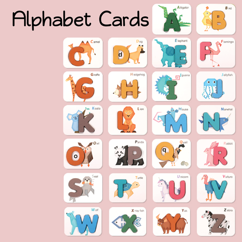 Alphabet-Number-Animal Learning Cards | BX Creatives