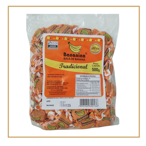 Bala de Banana Bananina Tradicional 500g | Shanti Instituto