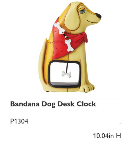 Bandana dog desk clock by Allen Design | Phil's Clocks