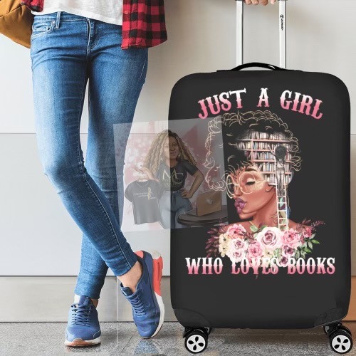 Just A Girl Who Loves Books Large Luggage Cover 26"-28" | michelle-chavis