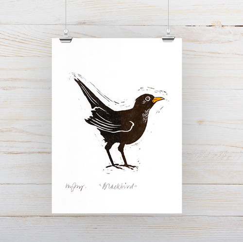 Hannah Rumsey Blackbird Lino-Cut | Mill Tye Gallery