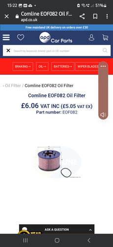 Comline EOF082 Oil Filter | Cara Motorhomes