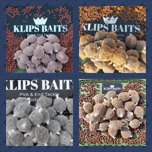 Pre Tied & Filled PVA Pellet Bags (different varietys) | Klips Baits