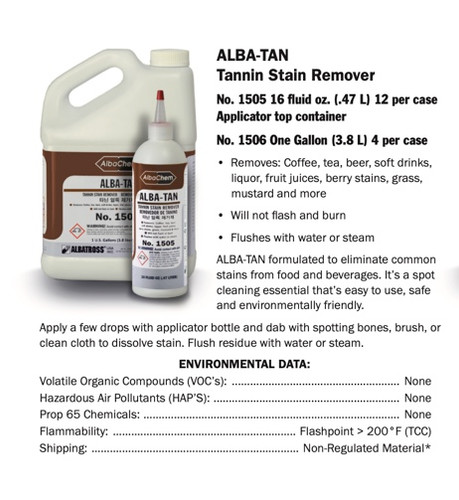 1505 Tannin Stain Remover 16oz bottle | Corbett Equipment