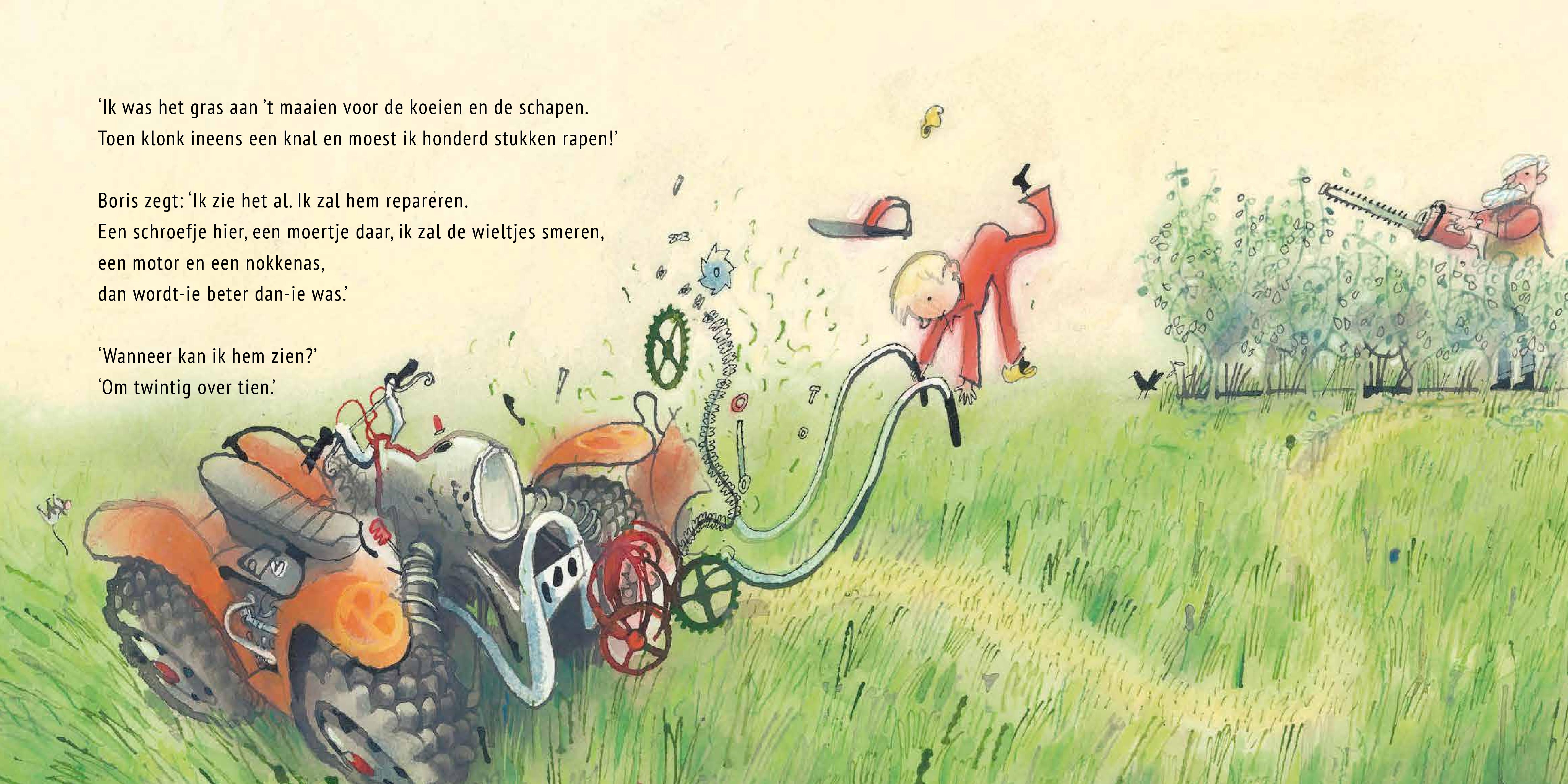 Boer Boris en de maaier - Philip Hopman | Kinderboeken tekenaar