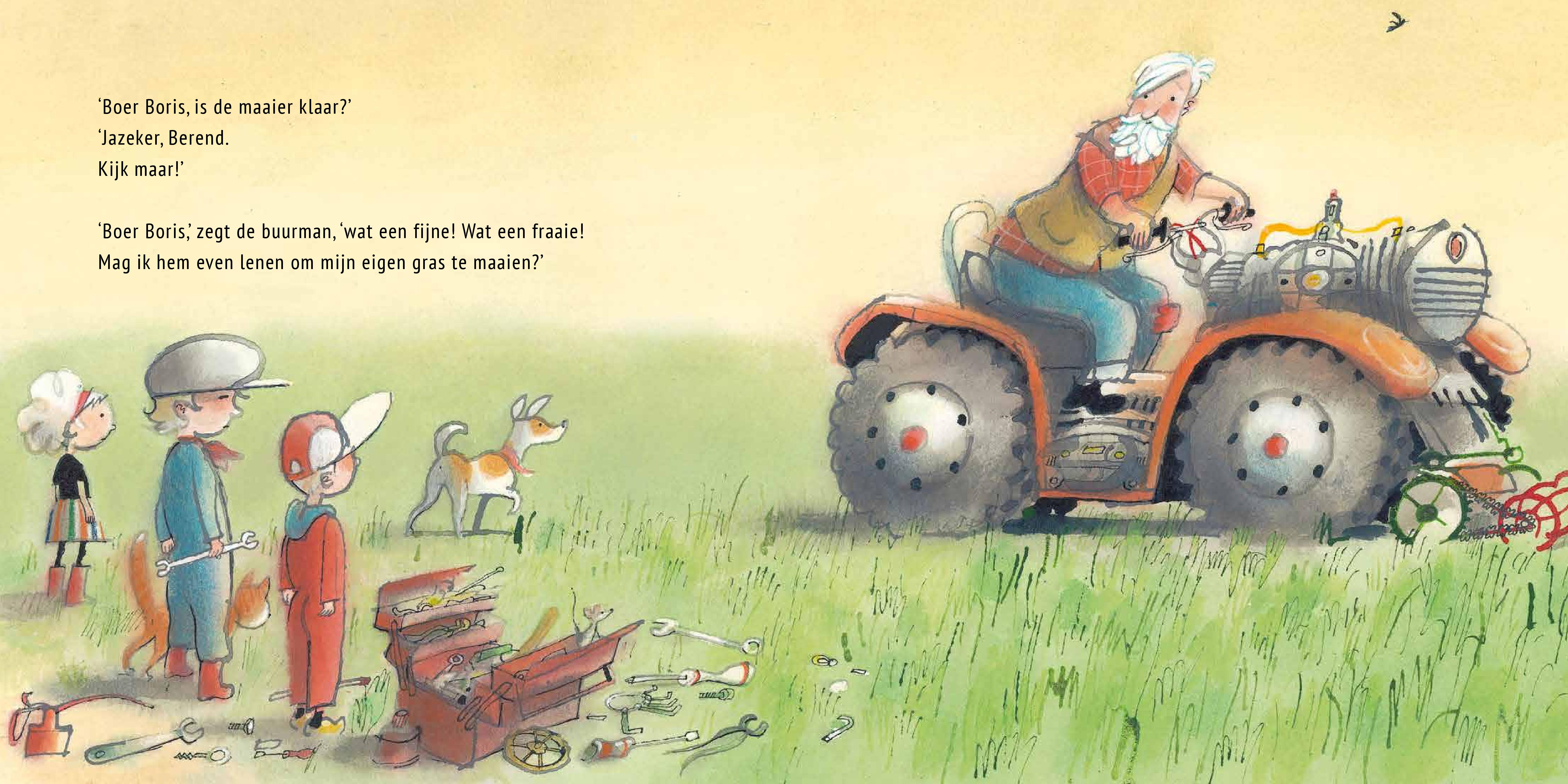 Boer Boris en de maaier - Philip Hopman | Kinderboeken tekenaar