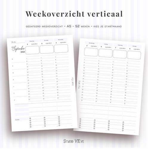 Weekoverzicht verticaal - gedateerd | Mijn PerfectePlanner