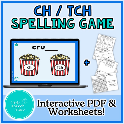 CH – TCH Spelling Game Interactive PDF & Worksheets - Little Speech ...