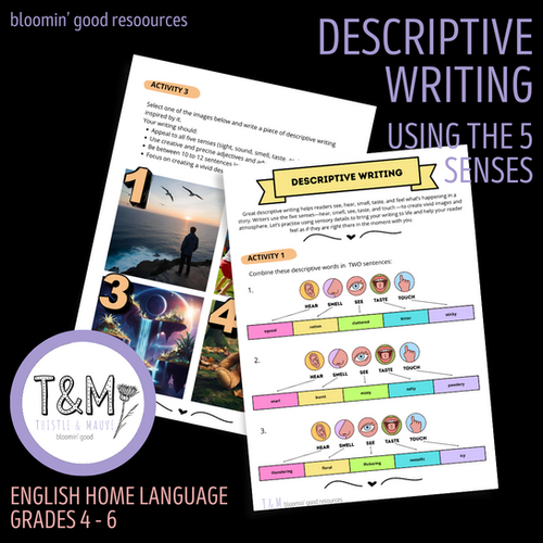 Descriptive Writing Using the Five Senses - T&M | Pick a Planner