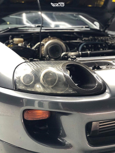 Supra A80 - SS Vacuum Carbon Headlight Air Intake Cold Air Ducting ...