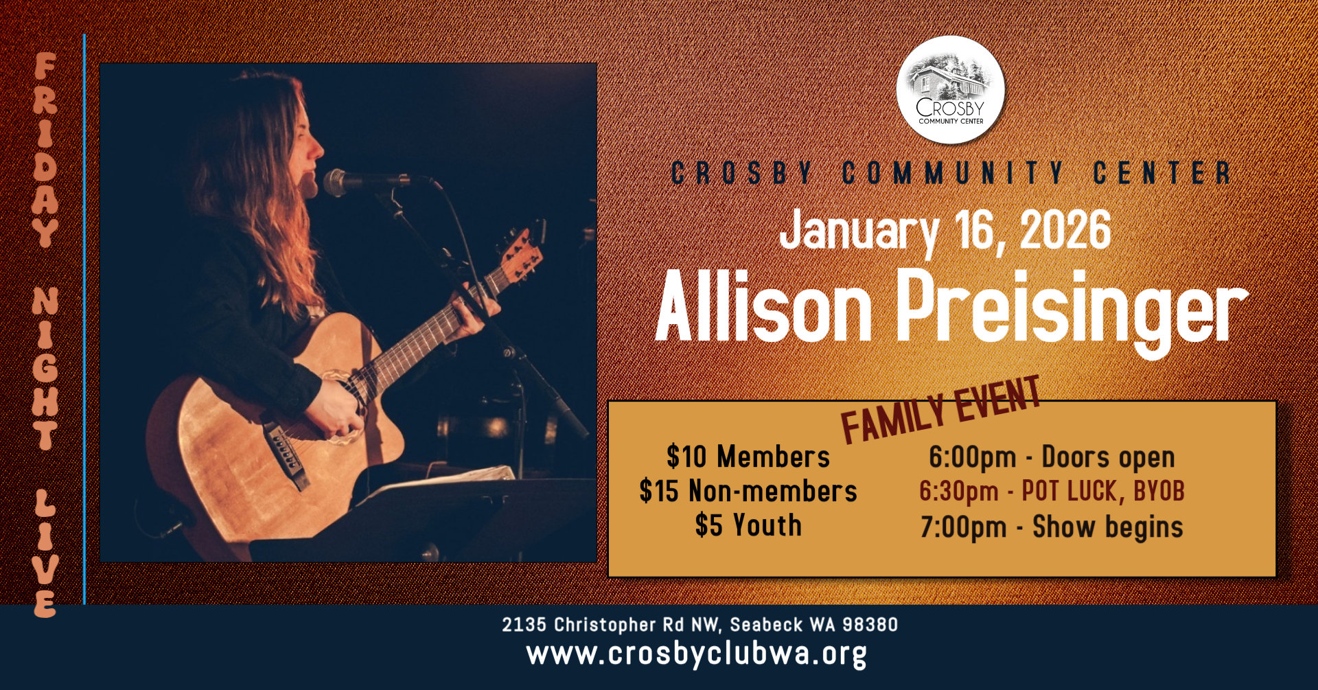 FRIDAY NIGHT LIVE featuring Allison Preisinger | CrosbyClubWA