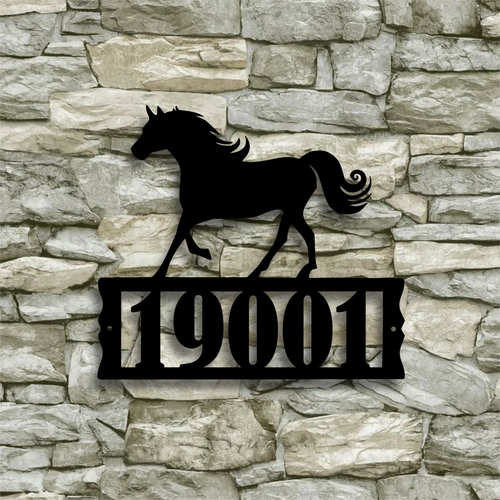 Metal, Horse Address Sign, 16 Inches Wide, C-5 | Eternal Iron