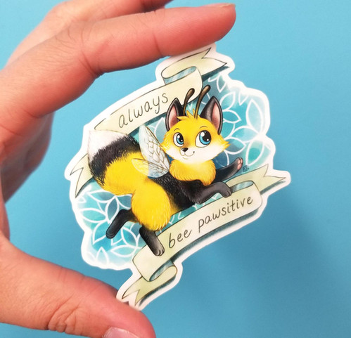 ALWAYS BEE PAWSITIVE STICKER | Stuffed Panda Studio