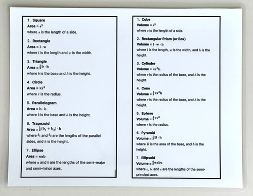 Laminated Math Formula Board – Area & Algebra | Halo Soma
