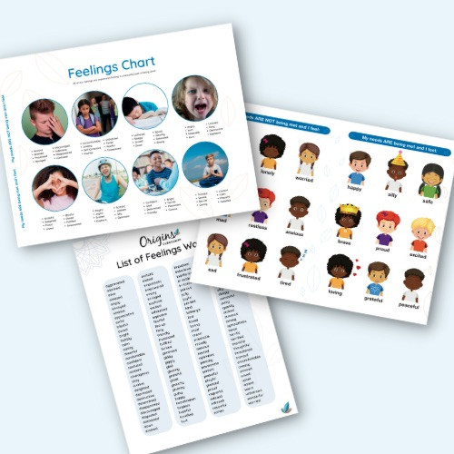 Feelings Charts Posters + List of Feelings Words | Origins Store