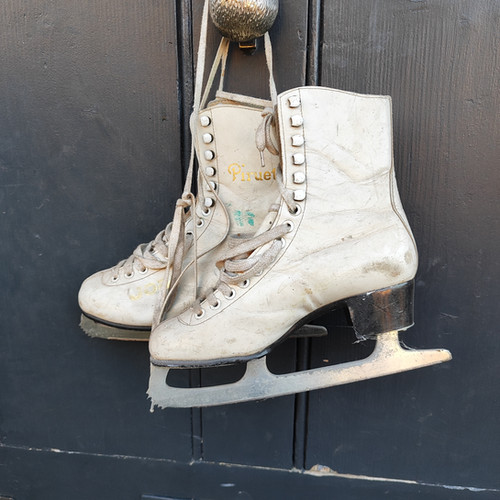 Vintage White Leathe Ice Skates - JOFA by Piruette | sugden-and-daughters
