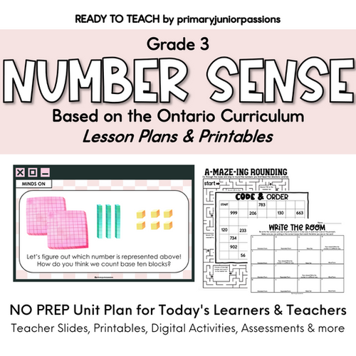 Ready to Teach | Grade 3 Number Sense Math Unit Plan | Ontario | My Site