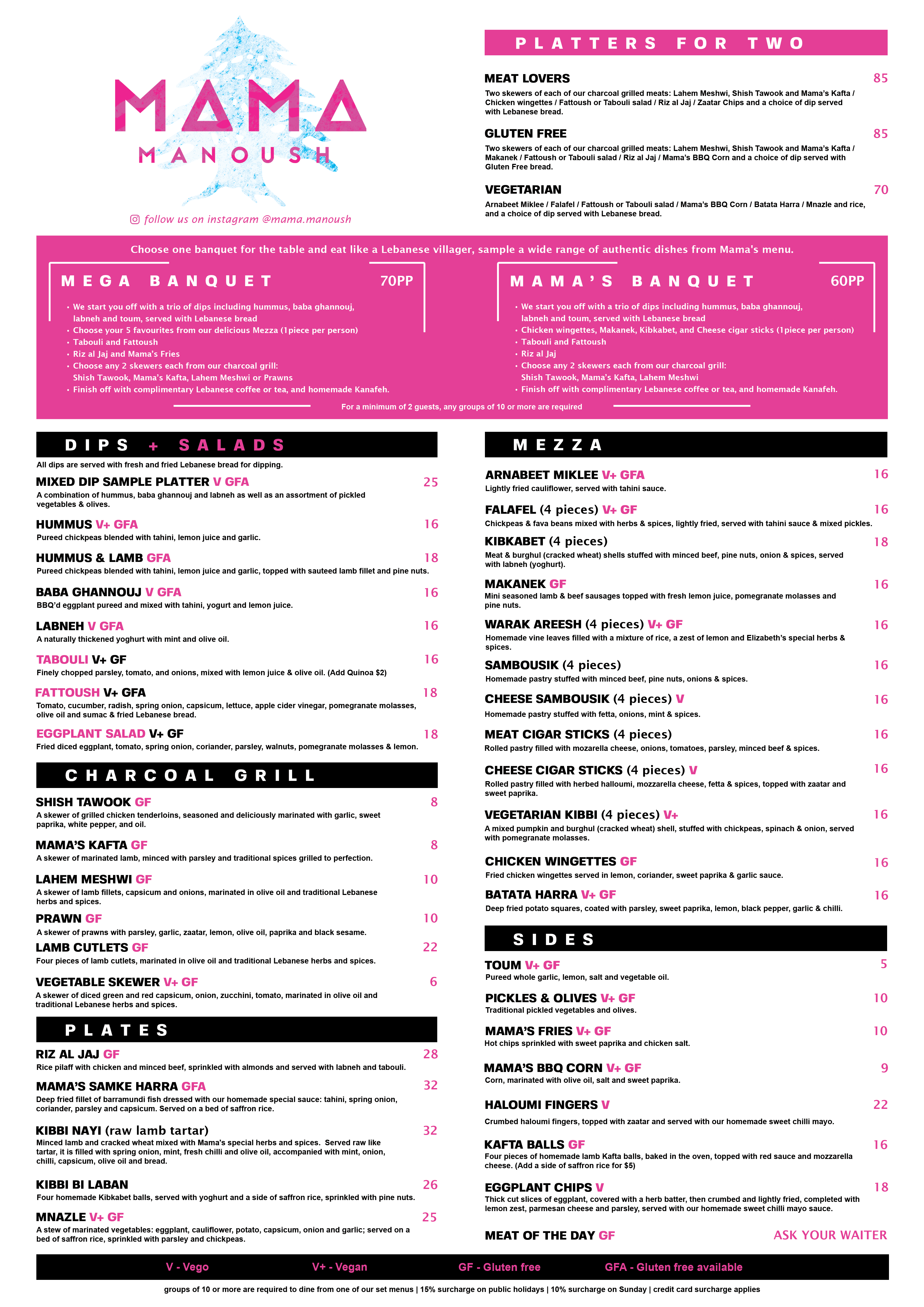 MENU | Mama Manoush