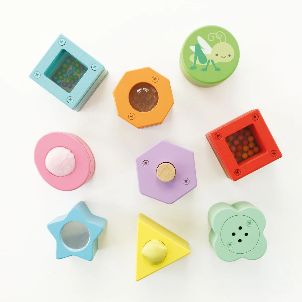 Rainbow Sensory Shape Sorter with Rattles & Kaleidoscope | Meraki Moraki