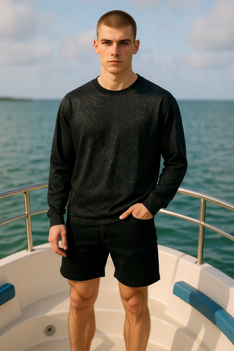 Black fish scale UV long sleeve shirt | Grace & Lux