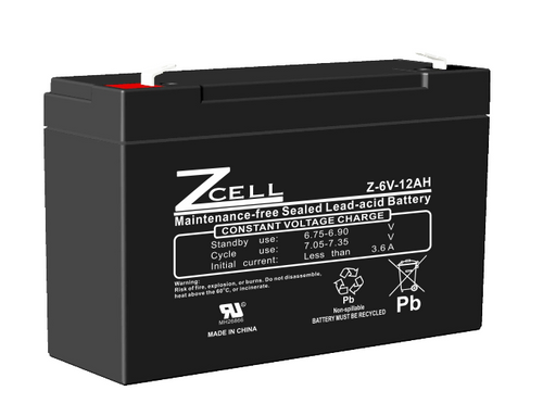 6 Volt 12 AMP Sealed Lead Acid Battery | Zcell
