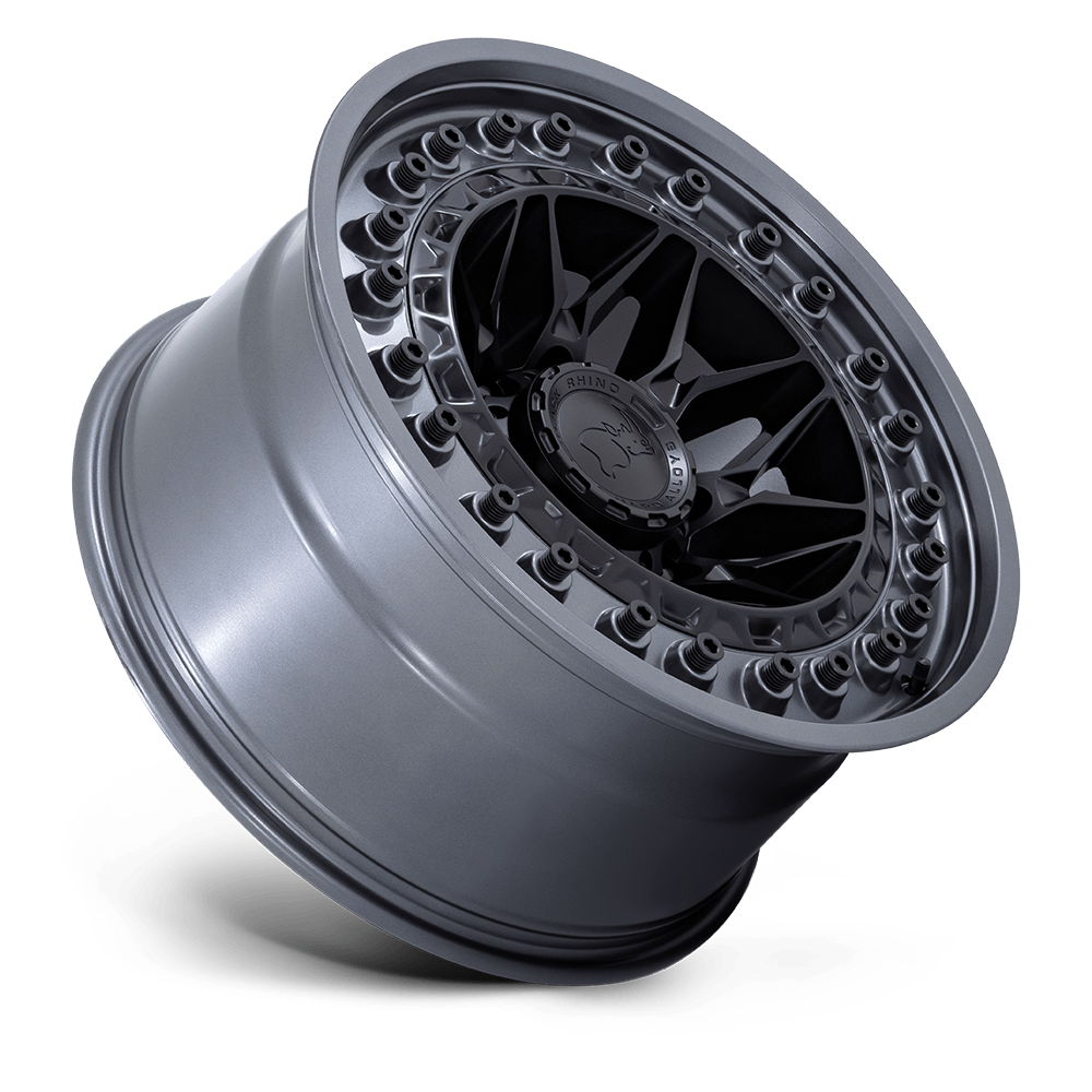 Alpha - Matte Black w Gunmetal Lip | blackrhinowheels